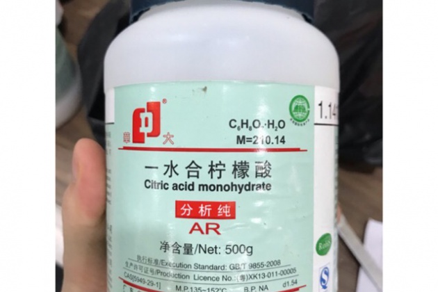 Axit citric CAS 77-92-9 C6H8O7.H2O lọ 500g tinh khiết axit chanh citric ...